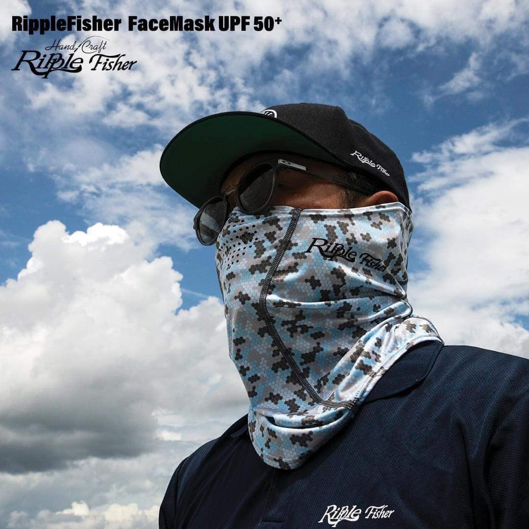 Ripple Fisher Face Mask - Blue Camo UPF50 - Compleat Angler Nedlands ...
